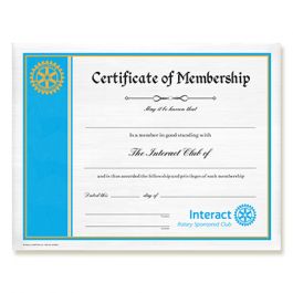 Interact Certificate Of Membership CRS Marketing