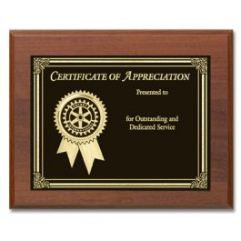 Certificate Of Appreciation Plaque CRS Marketing