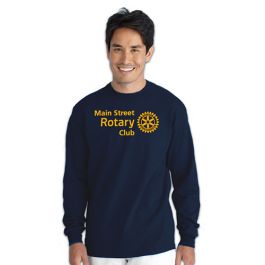 Custom Navy Long-Sleeve Rotarian At Work T-Shirt CRS Marketing